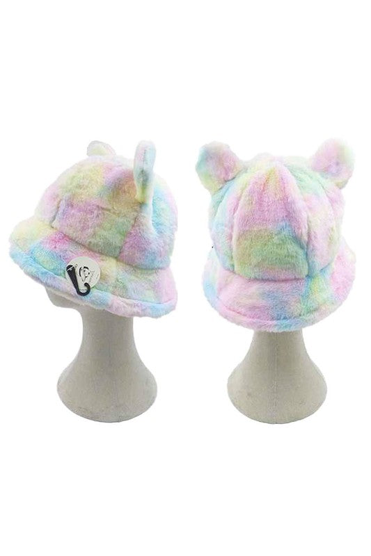 Faux Fur Bear Ear Bucket Hat in Tie Dye – stylinPOP
